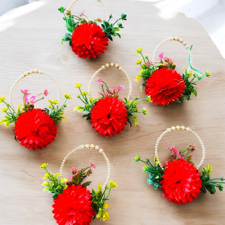 Single Carnation Flower Bunch with Pearl Ring for Gifting & Decoration ...